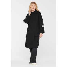Langjacke SENSES.THE LABEL, Damen, Gr. L, schwarz, Material: 50% Baumwolle, 50% Viskose, unifarben, regular fit lang, eingesetzt, Jacken Langjacke, mit langem Gehschlitz