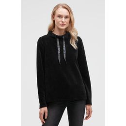 Sweater SOCCX, Damen, Gr. L, schwarz, Material: 70% Baumwolle, 25% Polyester, 5% Elasthan, Glitzermuster, bedruckt, regular fit normal, Rundhals, eingesetzt gerader Abschluss, Sweatshirts Sweater, mit Stehkragen