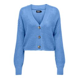 Strickjacke Only "ONLCAROL NICE L/S CARDIGAN KNT NOOS", Damen, Gr. M, cornflower blau, Strick, Obermaterial: 100% Polyacryl, unifarben, regular fit h&uuml;ftlang, V-Ausschnitt, Rippb&uuml;ndchen, Strickjacken Strickjacke