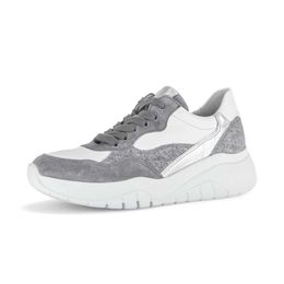 Sneaker Gabor "Sneaker low Materialmix Leder", Damen, Gr. 37,5, grau, Schuhe Sneaker