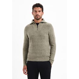Stehkragenpullover NO EXCESS "NO EXCESS Wollpullover mit hohem Rei&szlig;verschluss", Herren, Gr. M, sand, 41% Acryl, 31% Baumwolle, 17% Nylon, 8% Wolle, 3% Elasthan, Pullover Stehkragenpullover