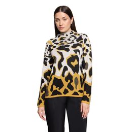 Strickpullover Betty Barclay "Damen mit Jacquard", Damen, Gr. 40, gelb (patch beige, gelb), Strick, Obermaterial: 50% Baumwolle, 50% Polyacryl, l&auml;ssig geschnitten lang, Pullover Strickpullover