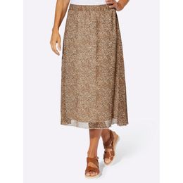 Schlupfrock Classic Basics, Damen, Gr. 38, cognac, schwarz, bedruckt, 100% Polyester, gemustert, mehrfarbig, wadenlang, R&ouml;cke