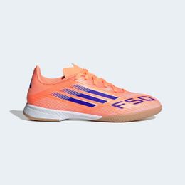 Fu&szlig;ballschuh adidas Performance "F50 LEAGUE KIDS IN", M&auml;dchen, Gr. 30, beam orange, lucid blau, cloud wei&szlig;, Synthetik, Textil, Schuhe Fu&szlig;ballschuh, geeignet als Hallenschuhe, f&uuml;r Kinder & Jugendliche