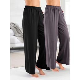 Jogginghose feel good, Damen, Gr. 40/42, Normalgr&ouml;&szlig;en, schwarz (schwarz, anthrazit), 50% Baumwolle, 50% Viskose, unifarben, Hosen Jogginghose