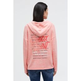 Kapuzenstrickjacke SOCCX, Damen, Gr. XL/XXL, apricot sunset melange, Material: 53% Viskose, 43% Polyester, 4% Elasthan, Glitzermuster, bedruckt, regular fit normal, V-Ausschnitt, eingesetzt gerader Abschluss, Strickjacken, aus Feinstrick