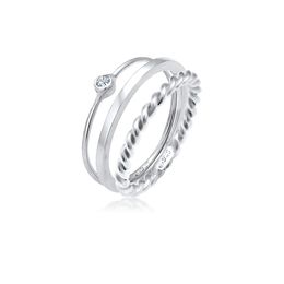 Solit&auml;rring Elli "Ring-Set mit 925 Silber, mit Kristallen von Swarovski" Gr. 52, silber, Fingerringe, Damen, 52mm,mit Steinen, Silber 925 (Sterlingsilber), 2mm