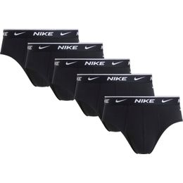 Slip NIKE UNDERWEAR "BRIEF 5PK", Herren, Gr. S, 5 Stk., schwarz, schwarz, schwarz, schwarz, schwarz, Jersey, Obermaterial: 95% Baumwolle, 5% Elasthan, k&ouml;rpernah, Unterhosen Slip, mit Logo-Elastikbund
