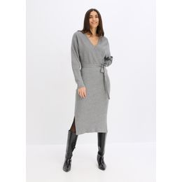 bonprix Strickkleid aus flie&szlig;endem Viskose-Mix, grau