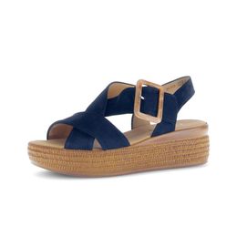Plateausandaletten Gabor "Plateau Sandale Rauleder", Damen, Gr. 37,5, blau, Schuhe