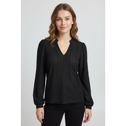 Blusenshirt Only "ONLMELANIE L/S SPLIT TOP JRS", Damen, Gr. S, schwarz, Jersey, Obermaterial: 98% Polyester, 2% Elasthan, unifarben, regular fit, Rundhals, Shirts Blusenshirt