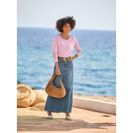 Langarmshirt Heine "Shirt", Damen, Gr. 48, rosa (ros&eacute;), 100% Baumwolle, unifarben, Rundhals, Shirts Langarmshirt