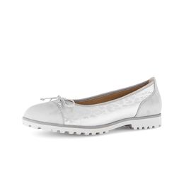 Ballerina Gabor "Sportliche Ballerina Materialmix Leder", Damen, Gr. 35, silber, Schuhe Ballerina