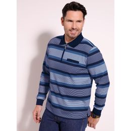 Poloshirt CLASSIC "Poloshirt", Herren, Gr. 44/46, blau (marine, jeansblau, gestreift), 100% Baumwolle, gemustert, gestreift, mehrfarbig, Shirts