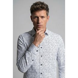 Langarmhemd OLYMP "Luxor 24/Seven", Herren, Gr. 39, N-Gr, wei&szlig;, Web, Obermaterial: 64% Baumwolle, 27% Polyester, 9% Elasthan, normal, 2-Knopf-Manschette, Hemden, modern fit, Businesshemd, New Kentkragen