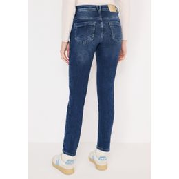 Slim-fit-Jeans Cecil, Damen, Gr. 29, L&auml;nge 28, mid blau used wash, Jeans, 77% Baumwolle, 20% Polyester, 3% Elasthan, unifarben, lang, Jeans Slim-fit-Jeans, Middle Waist