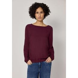 Langarmbluse Street One, Damen, Gr. 46, truffle rot, Stoff, 100% Viskose, unifarben, normal normal, U-Boot-Ausschnitt, elastischer Bund, Blusen, mit Elastikbund