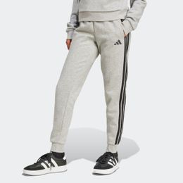 Sporthose adidas Sportswear "W 3S FL SL PT", Damen, Gr. XXL, N-Gr, medium grau heather, schwarz, Obermaterial: 55% Baumwolle, 36% Polyester, 9% Viskose, Hosen Sporthose, schmal geschnitten, f&uuml;r vielseitige Aktivit&auml;ten, aus Baumwollmix