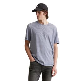 Marc O'Polo T-Shirt MARC O'POLO DENIM "aus reiner Bio-Baumwolle", Damen, Gr. M, blau (medium blau), Obermaterial: 100% Baumwolle, gestreift, regular fit, Rundhals, normaler Saum, Shirts T-Shirt