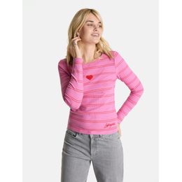 LIEBLINGSST&Uuml;CK LIEBLINGSST&Uuml;CK Damen Langarmshirt "SinaL"blush, Gr. XL, gemustert, gestreift, mehrfarbig, Rippstrick, Obermaterial: 95% Baumwolle, 5% Elasthan,