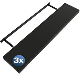 DeubaXXL DE Wandregal Schweberegal 110cm 3er-Set Schwarz + Halterung 997081