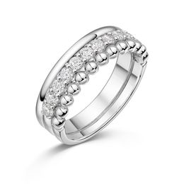 Fingerring Firetti "Schmuck Geschenk Silber 925 Damenring Ring Krone" Gr. 56, silberfarben, kristallwei&szlig;, Fingerringe, Damen, 56, Silber 925 (Sterlingsilber), 6mm, Fingerring, mit Zirkonia (synth.)