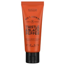 Scottish Fine Soaps Men's Grooming Thistle & Black Pepper Hair & Body Wash 75ml Tube