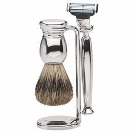 ERBE&reg; Rasiergarnitur Gillette Mach3 3-Tlg Dachshaar, Silber-Gl&auml;nzend