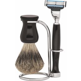 ERBE&reg; Rasiergarnitur Gillette Mach3 3-Tlg. Rasierpinsel Dachshaar, Schwarz
