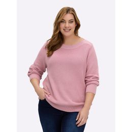sheego Gro&szlig;e Gr&ouml;&szlig;en Strickpullover in Ripp-Optik, hortensie, Gr&ouml;&szlig;e 50 - Damen
