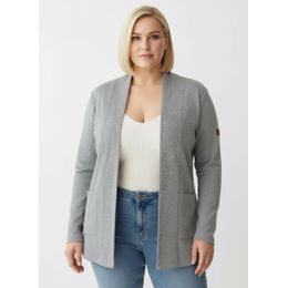 sheego Gro&szlig;e Gr&ouml;&szlig;en Shirtjacke mit Schalkragen, grau-meliert, Gr&ouml;&szlig;e 46 - Damen