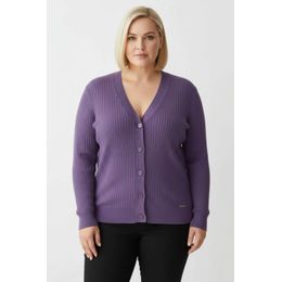 sheego Gro&szlig;e Gr&ouml;&szlig;en Strickjacke in Ripp-Optik, lila, Gr&ouml;&szlig;e 54 - Damen