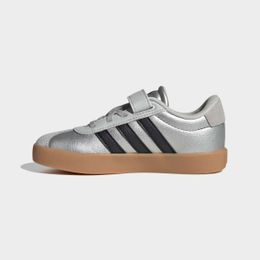 M&auml;dchen Sneaker "VL COURT 3.0 KIDS", adidas Sportswear, Gr. 35silber metallic, core schwarz, lgh solid grau, Leder, Synthetik, Schuhe, mit
