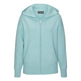 ELBSAND Damen Strickjacke, Gr. 36blau, Feinstrick, Obermaterial: 50% Viskose, 28% Polyester, 22% Nylon, meliert, unifarben, Strickjacken, aus