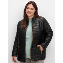 sheego Gro&szlig;e Gr&ouml;&szlig;en Steppjacke mit kontrastfarbigem Futter, schwarz, Gr&ouml;&szlig;e 50 - Damen