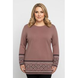 sheego Gro&szlig;e Gr&ouml;&szlig;en Longpullover weich wie Kaschmir, rosenholz-marine, Gr&ouml;&szlig;e 48 - Damen