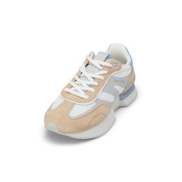 Marc O'Polo Sneaker MARC O'POLO "aus Veloursleder und Mesh", Damen, Gr. 36, fine sand, schwarz sea, Obermaterial: 80% Leder (Rind), 20% Polyester, unifarben, Schuhe Sneaker