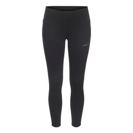 Leggings Lascana, Damen, Gr. 44/46, N-Gr, schwarz, Single Jersey, Obermaterial: 95% Baumwolle, 5% Elasthan, unifarben, Basic, schmal lang, Hosen Leggings, mit goldenem Piping