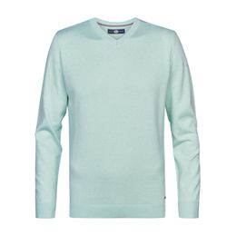 V-Ausschnitt-Pullover PETROL INDUSTRIES "V-Neck Basi", Herren, Gr. L (40), cool mint, Feinstrick, Obermaterial: 50% Baumwolle, 50% Polyacryl, unifarben, regular fit normal, V-Ausschnitt, B&uuml;ndchen, Pullover, Materialmix mit Baumwollanteil
