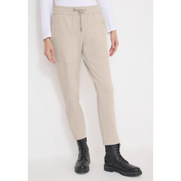 Stoffhose Cecil, Damen, Gr. S, L&auml;nge 28, grain beige, Stoff, 50% Polyester, 43% Baumwolle, 7% Elasthan, unifarben, loose fit kn&ouml;chelfrei, Hosen Stoffhose, Elastikbund mit Tunnelzug