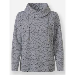 WITT Damen Sweatshirt mit &uuml;berlappenden Rollkragen, grau-graphit-bedruckt, Gr&ouml;&szlig;e 54