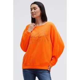 Rundhalspullover SOCCX, Damen, Gr. S, orange, Strick, Material: 100% Polyester, bedruckt, regular fit normal, Rundhals, Fledermaus&auml;rmel Rippb&uuml;ndchen, Pullover Rundhalspullover, mit Fledermaus-&Auml;rmeln