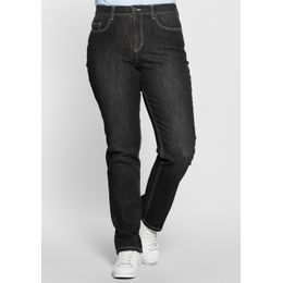 sheego Damen Shaping-Jeans in gerader Form, black denim, Gr&ouml;&szlig;e 80