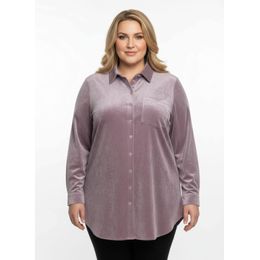 sheego Gro&szlig;e Gr&ouml;&szlig;en Longbluse mit krempelbaren &Auml;rmeln, mauve, Gr&ouml;&szlig;e 54 - Damen