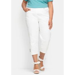 sheego Gro&szlig;e Gr&ouml;&szlig;en 7/8-Jeans mit Zierriegel am Abschluss, wei&szlig;, Gr&ouml;&szlig;e 52 - Damen