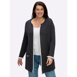 sheego Gro&szlig;e Gr&ouml;&szlig;en Strickjacke mit fixiertem &Auml;rmelaufschlag, schwarz-ecru, Gr&ouml;&szlig;e 52 - Damen