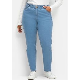sheego Gro&szlig;e Gr&ouml;&szlig;en Jeans im Paperbag-Schnitt, blue-bleached, Gr&ouml;&szlig;e 50 - Damen