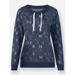 sheego Gro&szlig;e Gr&ouml;&szlig;en Sweatshirt mit angerauter Innenseite, rauchblau-ecru-bedruckt, Gr&ouml;&szlig;e 48 - Damen