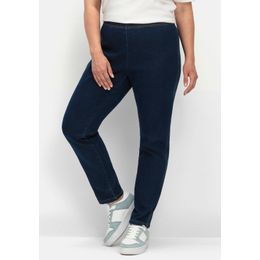sheego Gro&szlig;e Gr&ouml;&szlig;en Schlupfjeans schmal geschnitten, dark blue, Gr&ouml;&szlig;e 44 - Damen