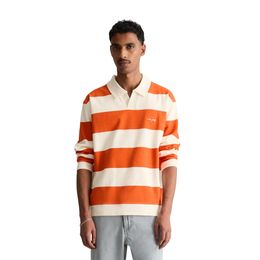 Marc O'Polo Sweatshirt MARC O'POLO DENIM "mit gedrucktem Streifenmuster", Herren, Gr. L, medium orange, Obermaterial: 100% Baumwolle, unifarben, regular fit, Rippb&uuml;ndchen, Sweatshirts Sweatshirt